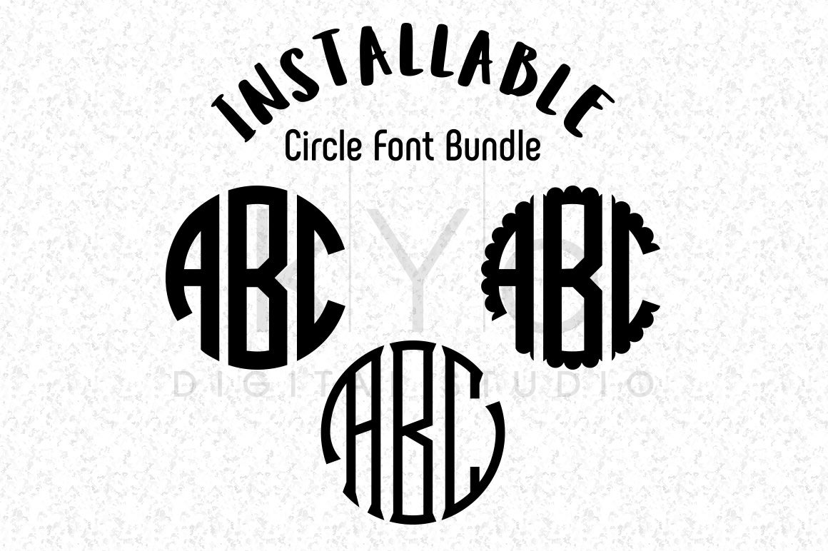 Installable Circle Monogram Fonts Bundle Circle TTF Font For Cricut Silhouette Illustrator 