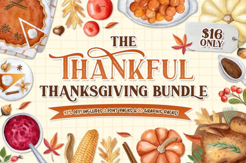 The Thankful Thanksgiving Bundle By TheHungryJPEG | TheHungryJPEG